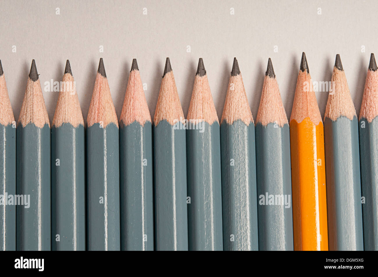 pencils row with one of different color Stock Photo - Alamy