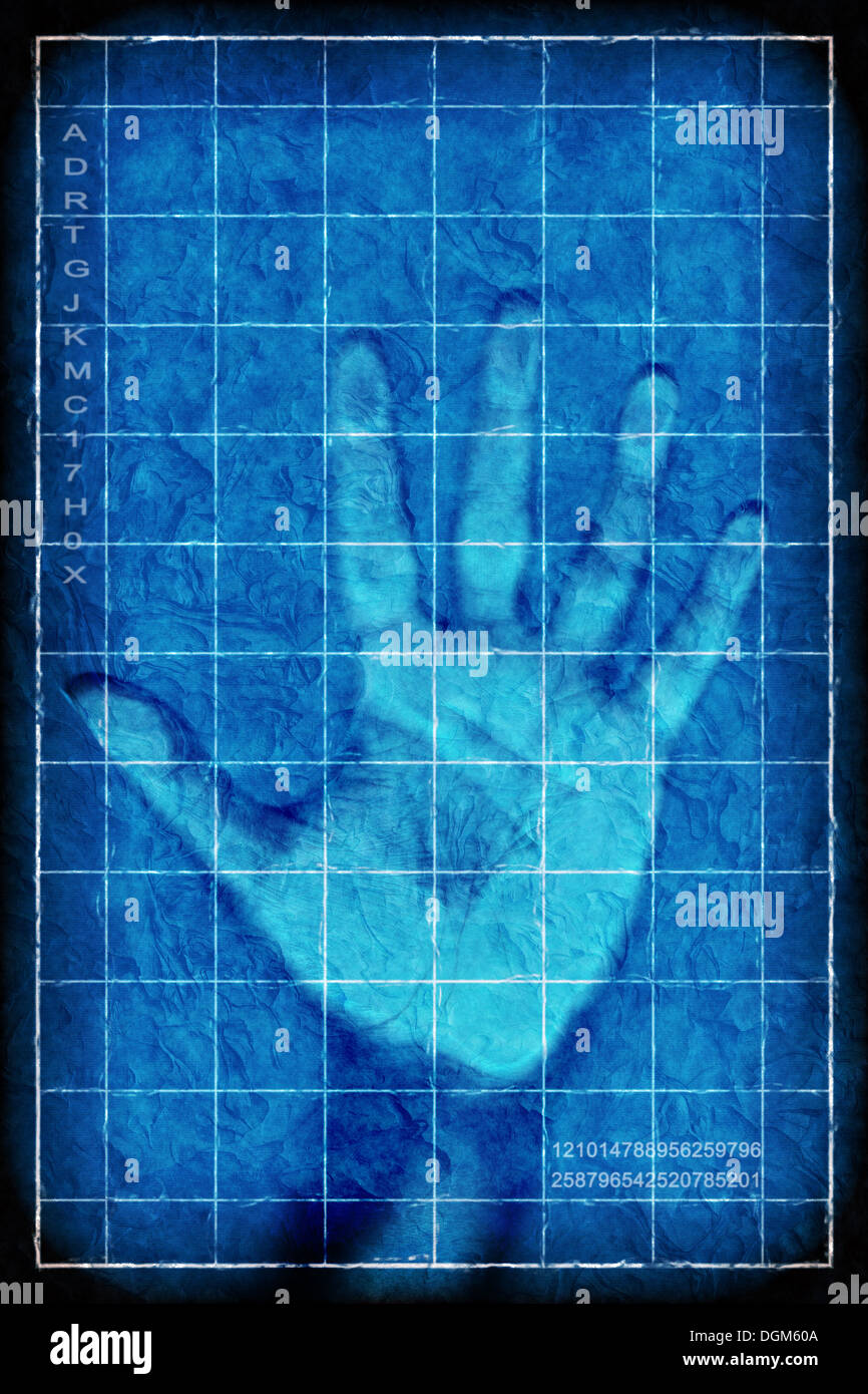 woman hand scanned on futuristic ID scan Stock Photo - Alamy