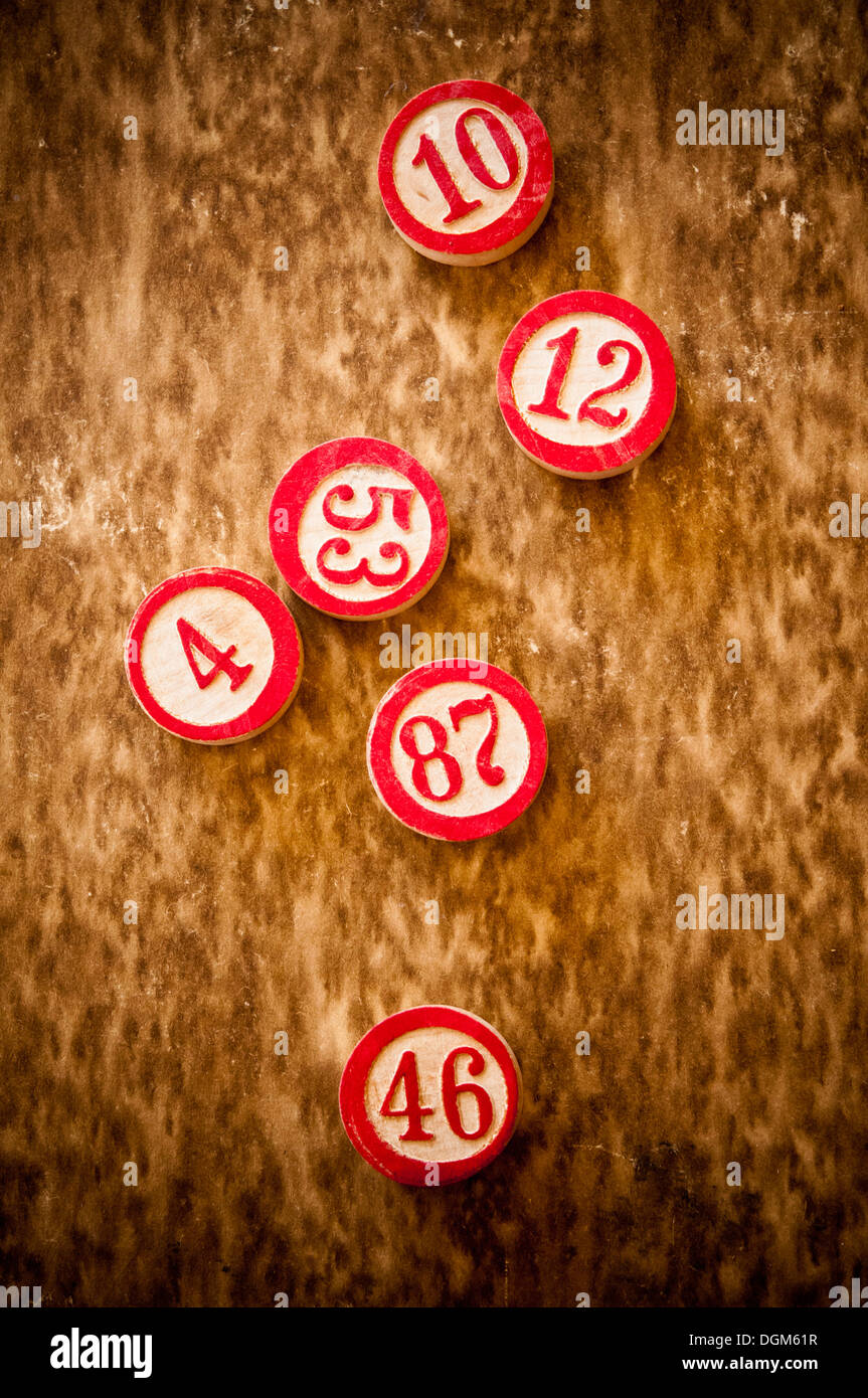 retro Bingo wooden numbers Stock Photo - Alamy