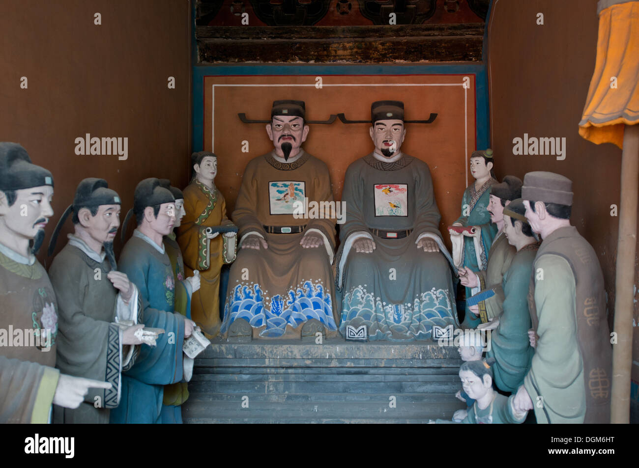 Hall with wooden figures in taoist Dongyue Temple in Chaoyang District ...