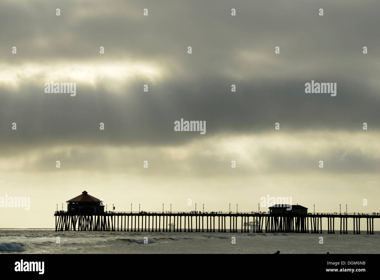 Entertainment Pier, beach of Huntington Beach, California, United ...