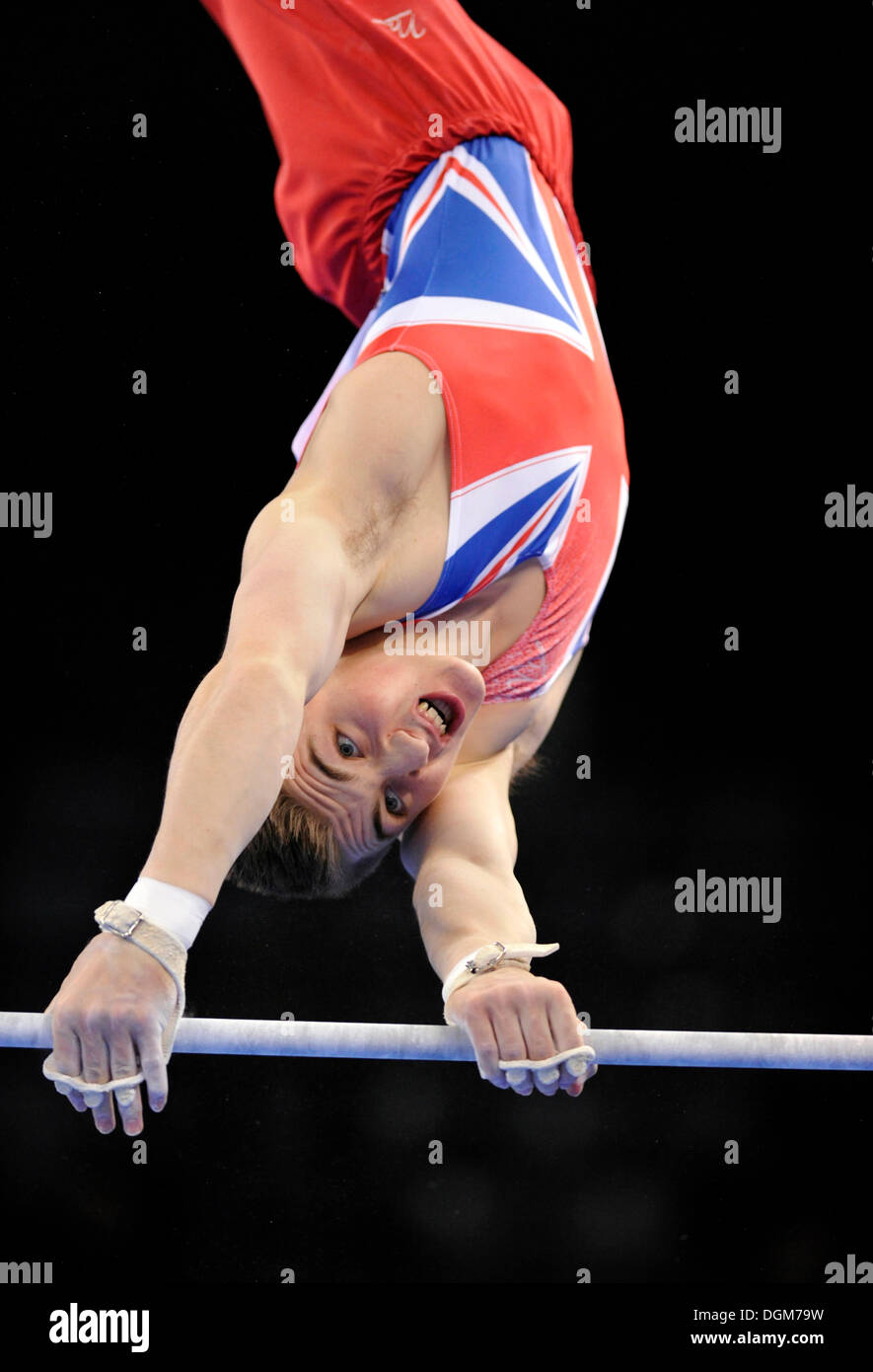 Sam OLDHAM, England, performing on the high bar, EnBW Gymnastics World ...