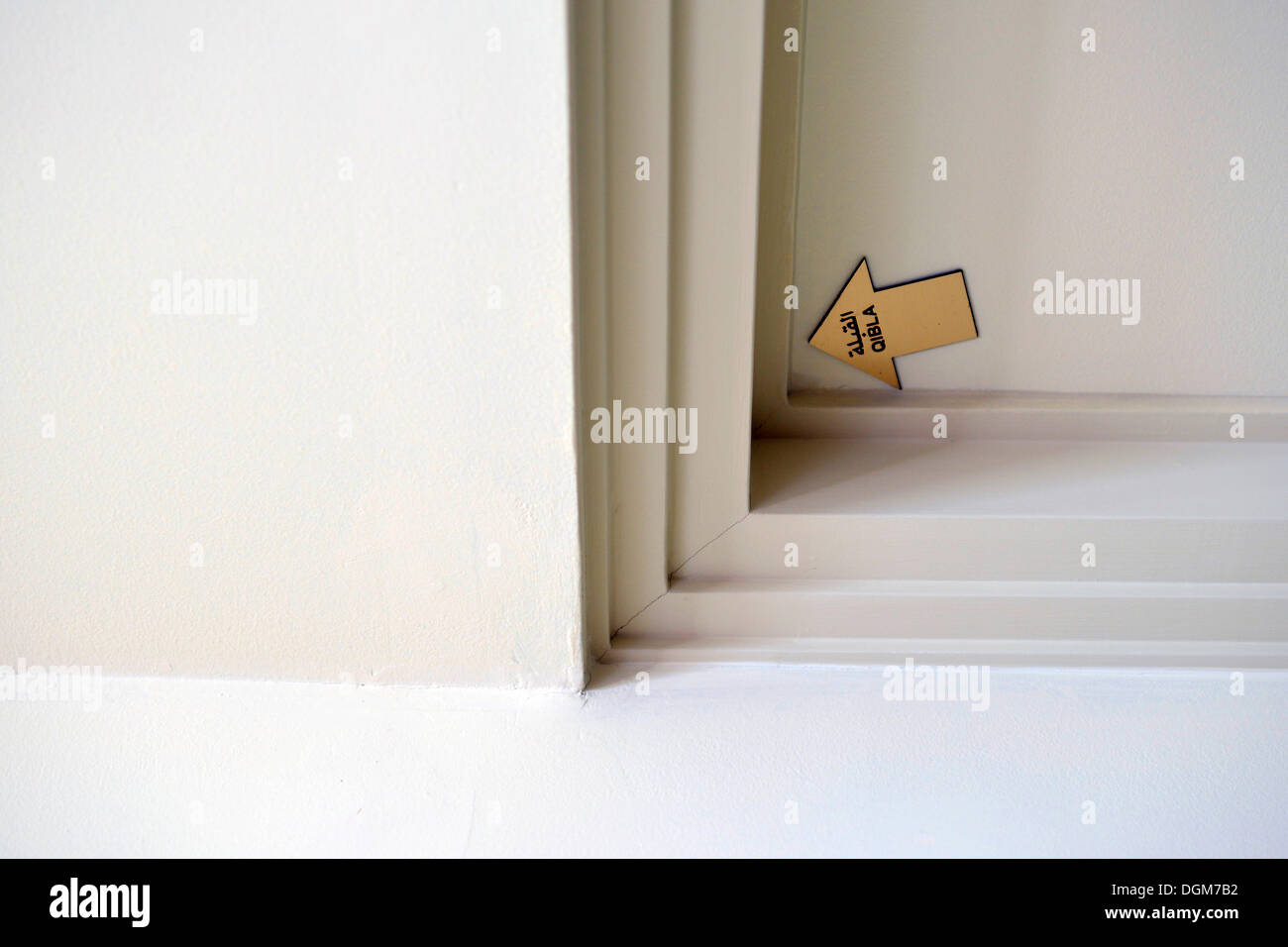 Arrow on a ceiling pointing into the direction of Mecca, for devout ...