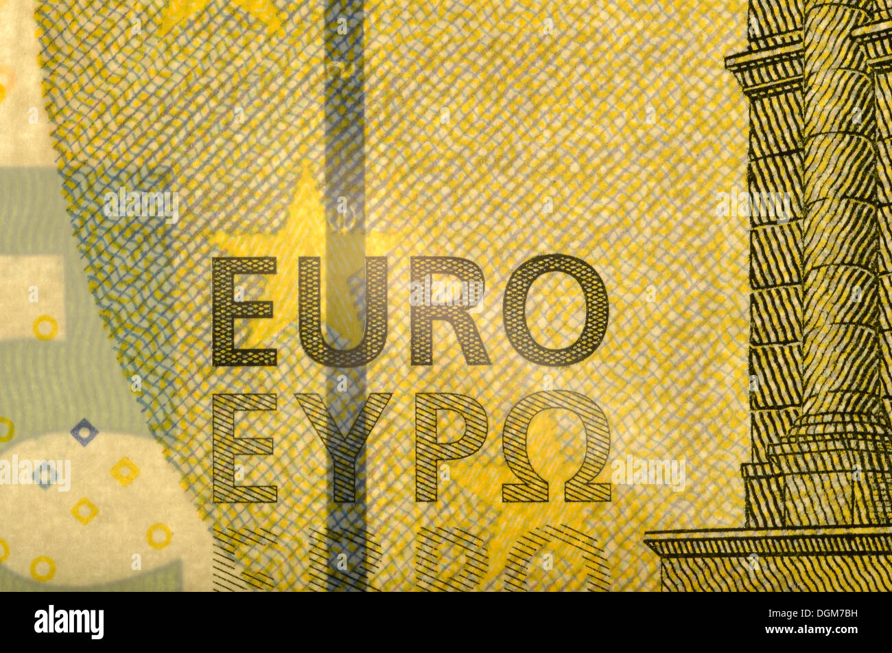 New 5-euro banknote with new security features, detail view of the ...