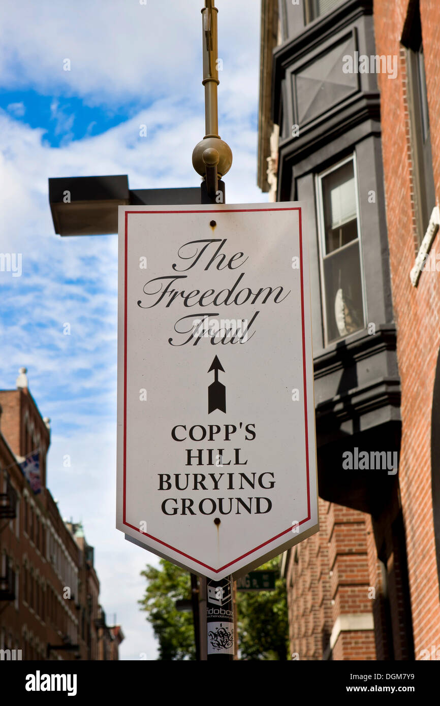 Advertising sign of the Freedom Trail in Boston, Massachusetts, New ...
