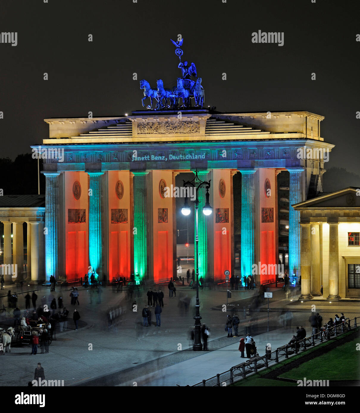 Brandenburg Gate at Pariser Platz square, illuminated at the Festival ...