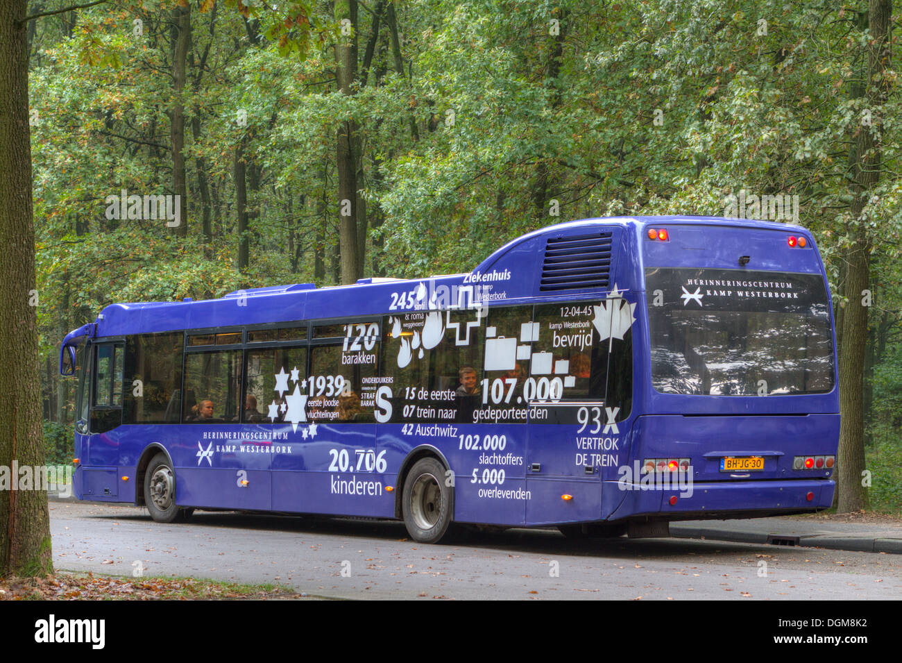 Shuttle bus to the former camp site Westerbork, Netherlands Stock Photo ...