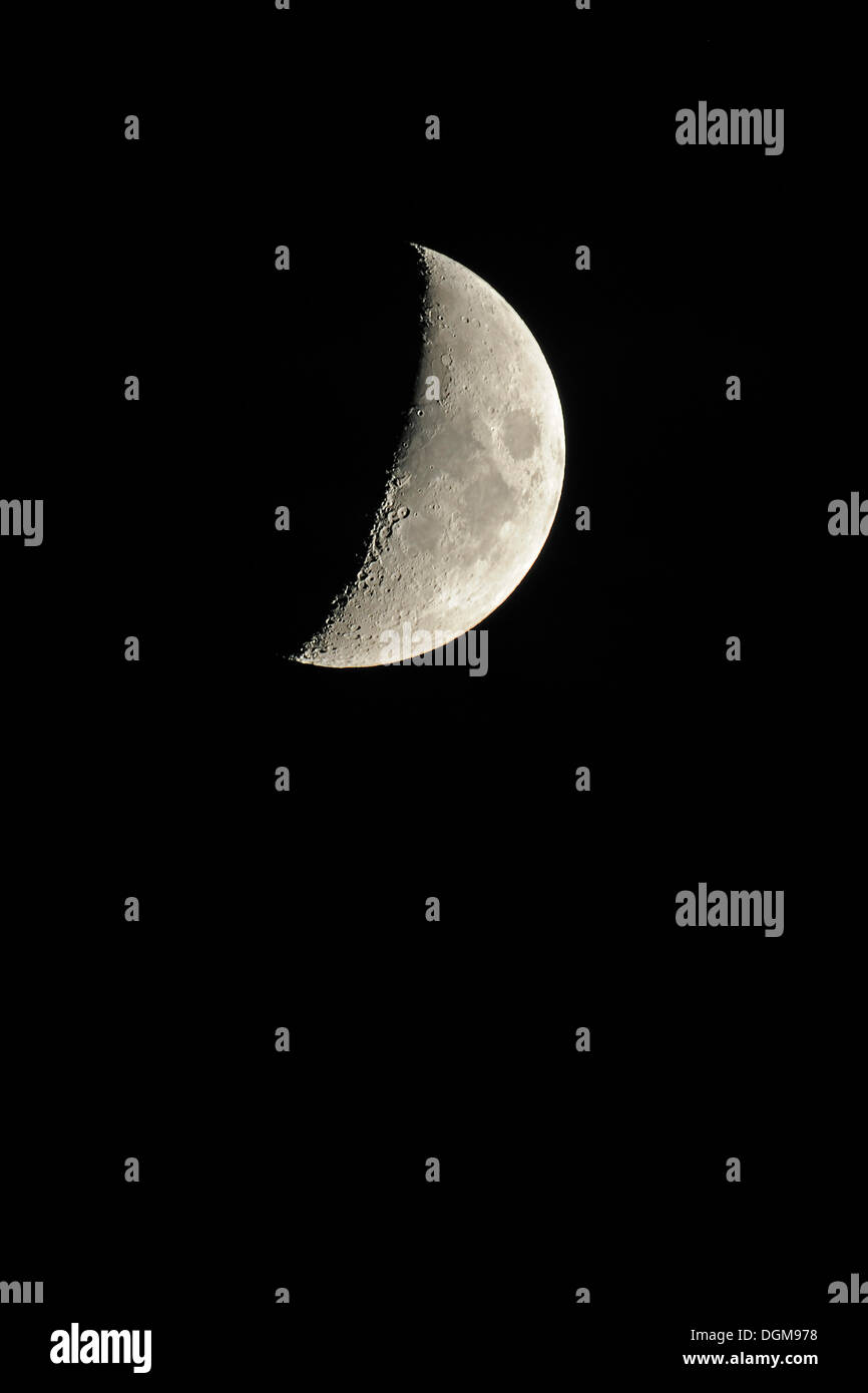 Half moon, as seen from the Northern hemisphere Stock Photo - Alamy