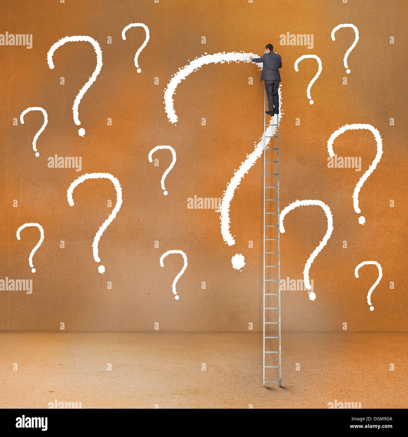 Rear view of businessman touching question mark Stock Photo - Alamy Rear view of businessman touching question mark Stock Photo - Alamy