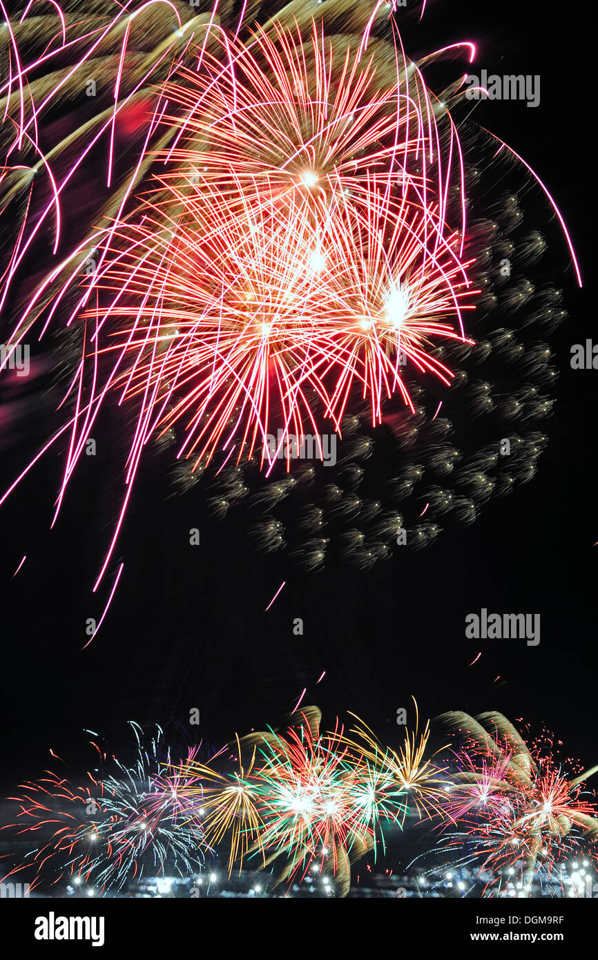 Fireworks display, aerial fireworks display, Brandenburg Stock Photo ...