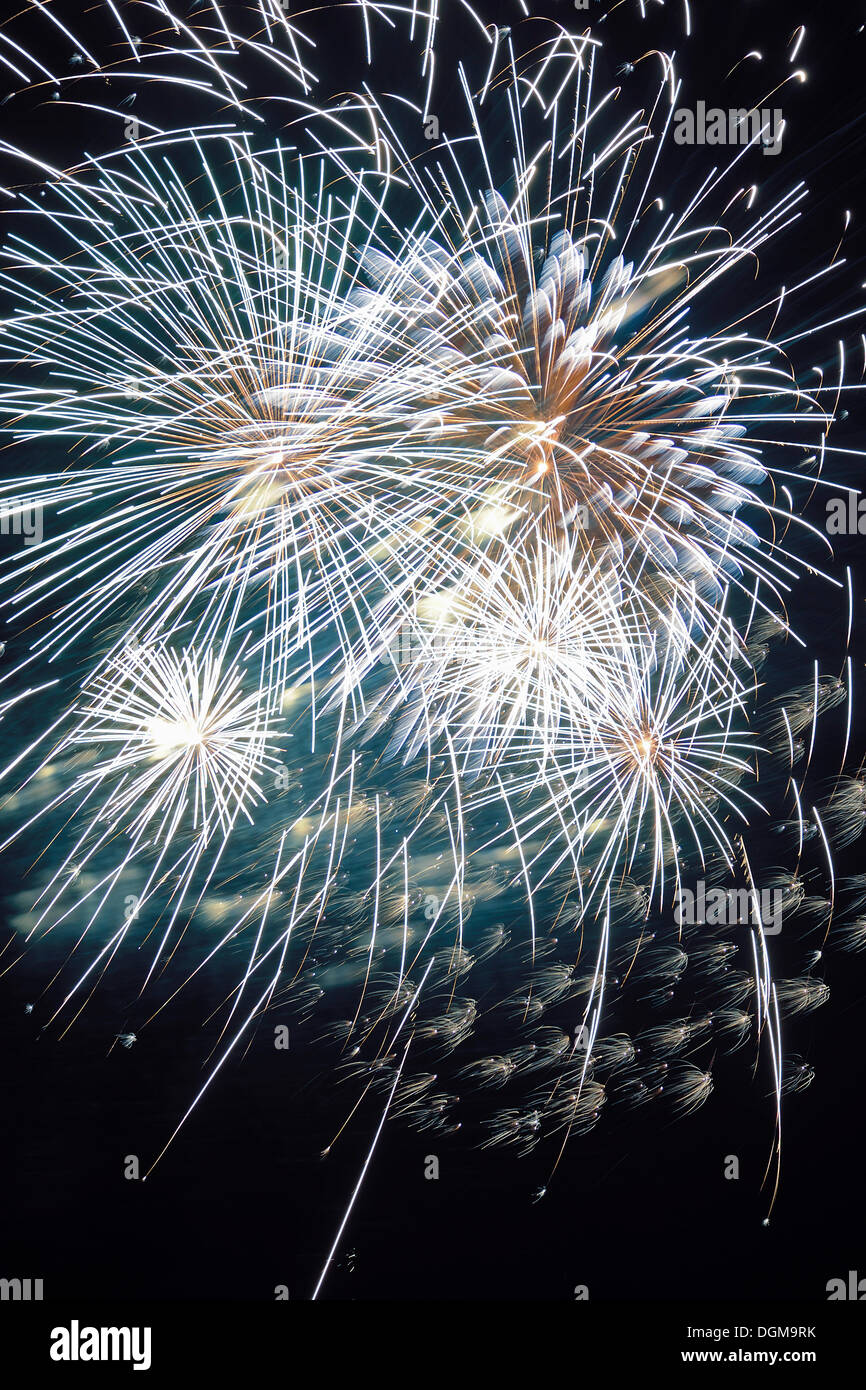 Fireworks display, aerial fireworks display, Brandenburg Stock Photo ...