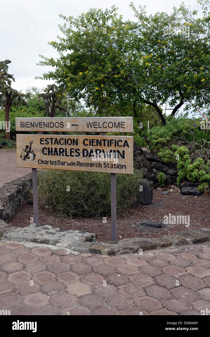 Entrance area of the Charles Darwin Research Station, Santa Cruz Island ...