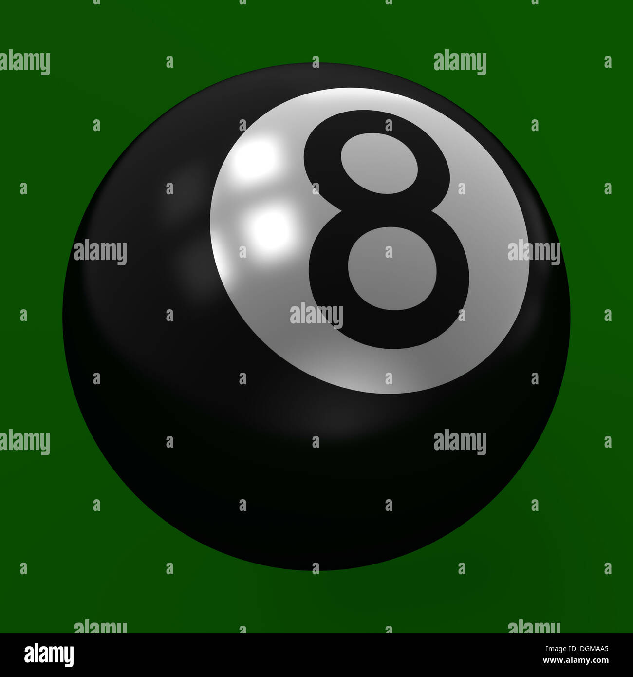 Eight Ball in Focus on Green Background Stock Photo - Alamy