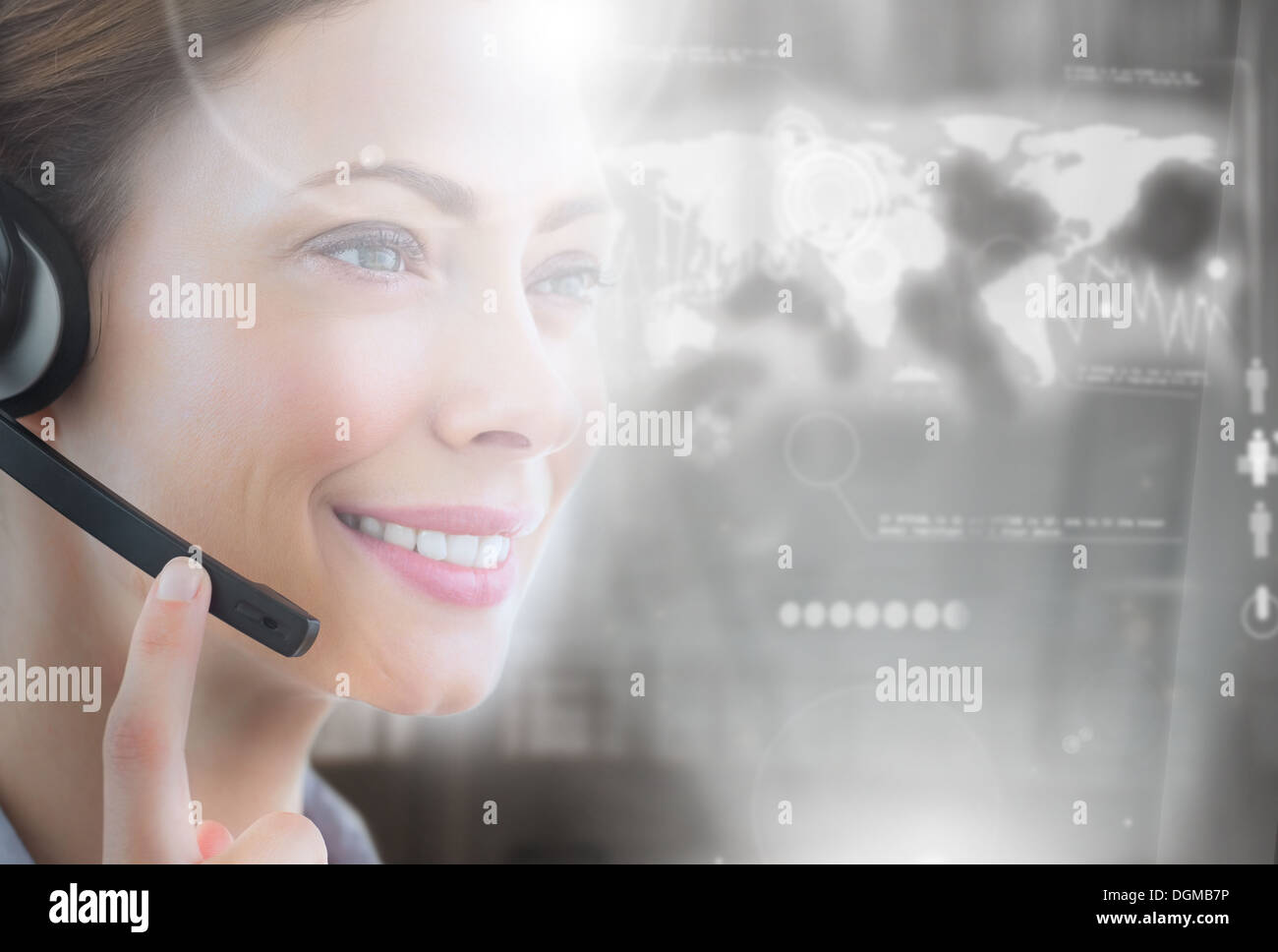 Cheerful woman call center hi-res stock photography and images - Alamy