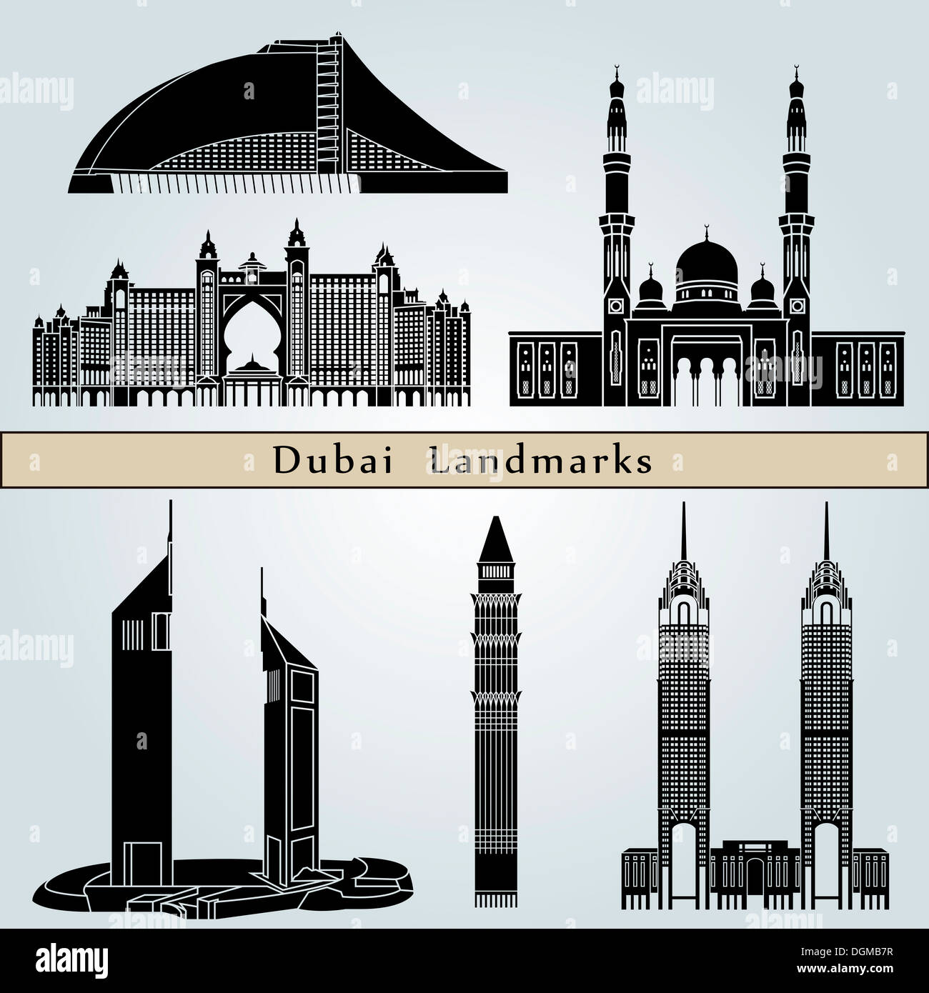 Dubai landmarks and monuments Stock Photo - Alamy