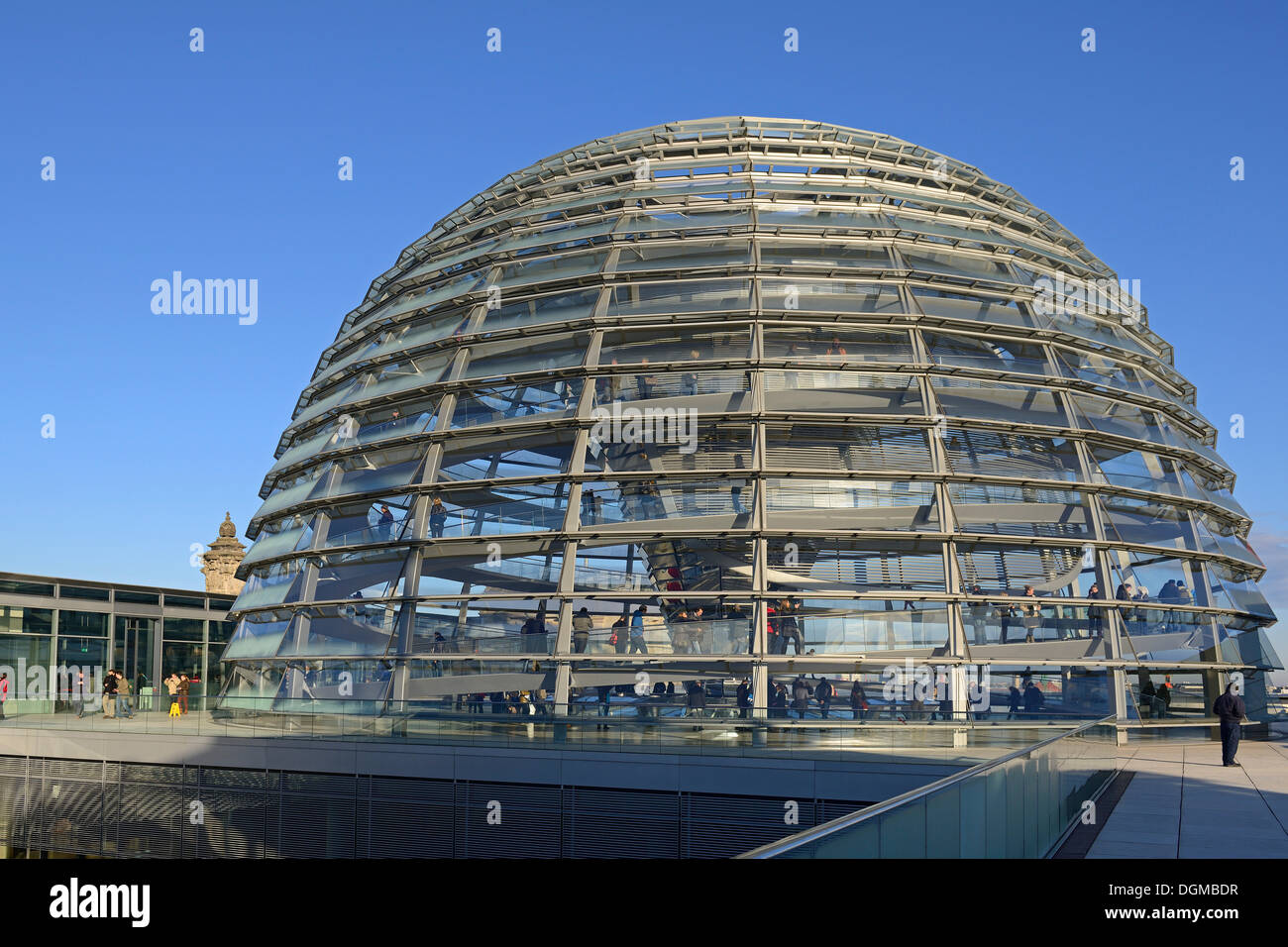 Dome and roof terrace of the Reichstag building, architect Sir Norman Foster, Berlin Stock Photo ...