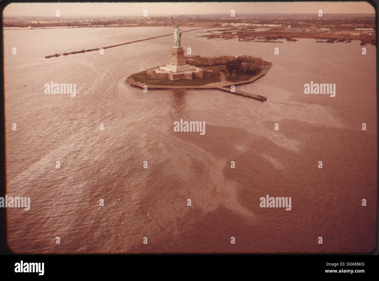 This image captures the Statue of Liberty located on Liberty Island in ...