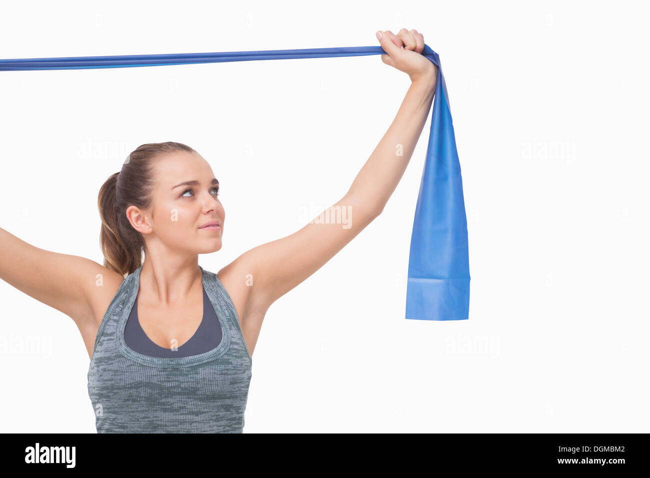 Fit woman using resistance Cut Out Stock Images & Pictures - Alamy