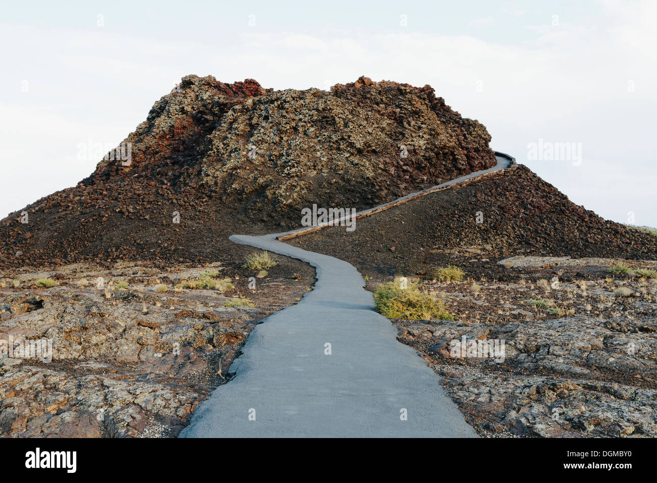 A paved pathway up into the lava fields of the Craters of the Moon ...