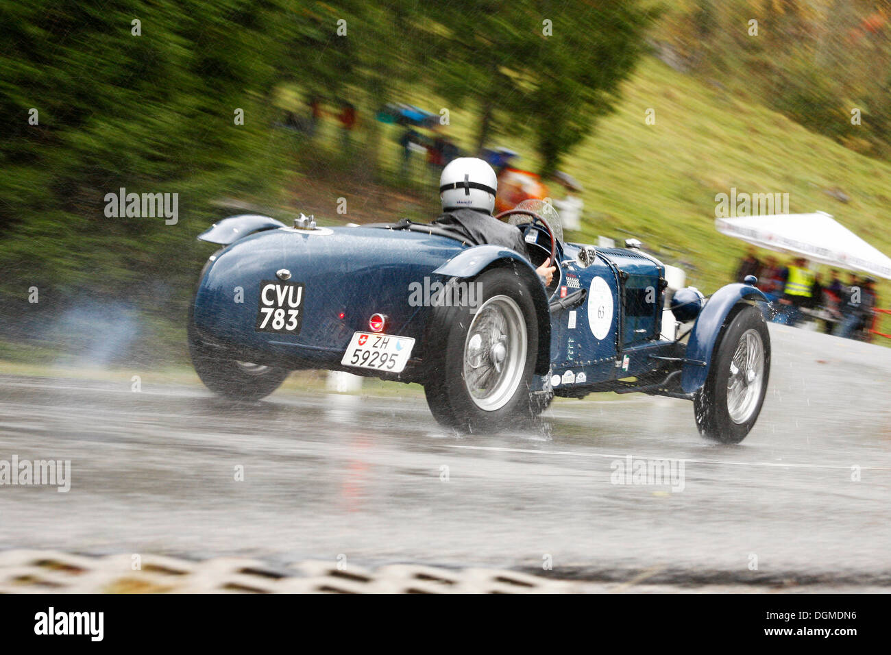 Classic car in the rain, Riley TT Sprite, built in 1936, Jochpass ...