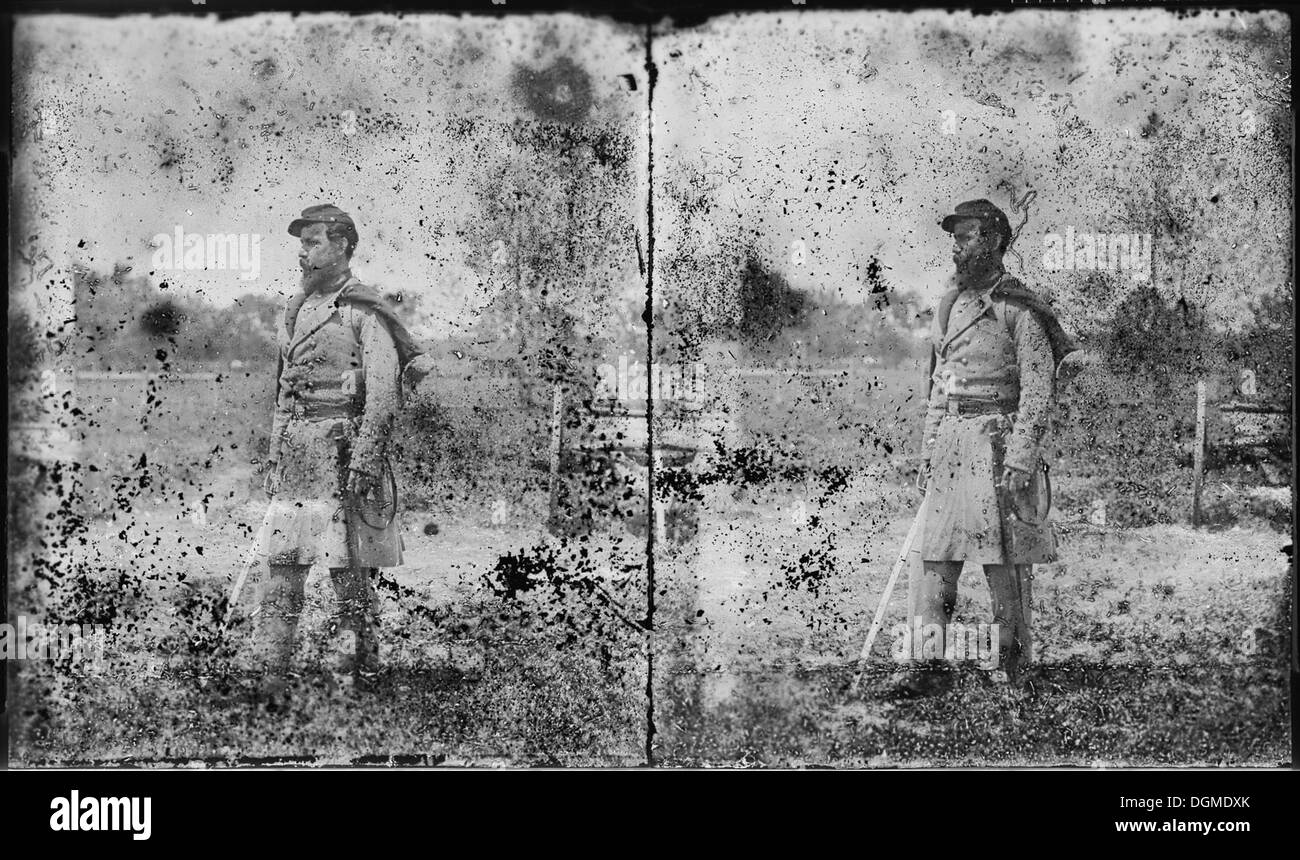 A soldier of the 7th Infantry is captured in a historical photograph ...