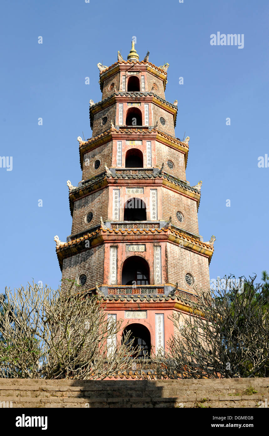 Phuoc Duyen Tower, Thien Mu Pagoda, Hue, North Vietnam, Vietnam, Southeast Asia, Asia Stock ...