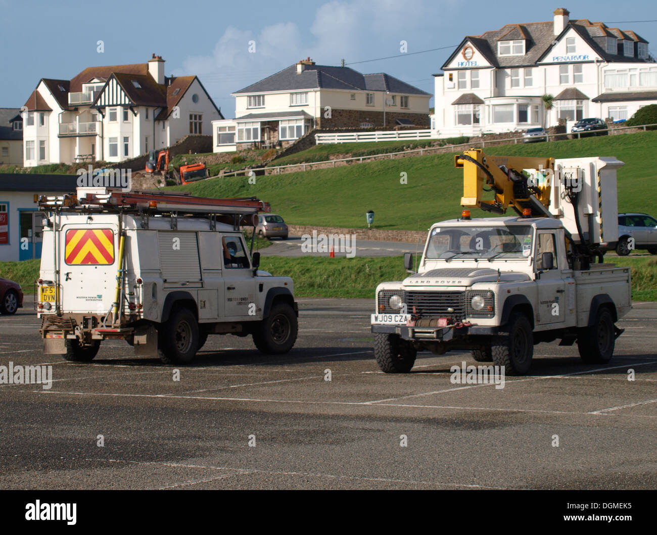 Utility company vehicles, Cornwall, UK Stock Photo - Alamy