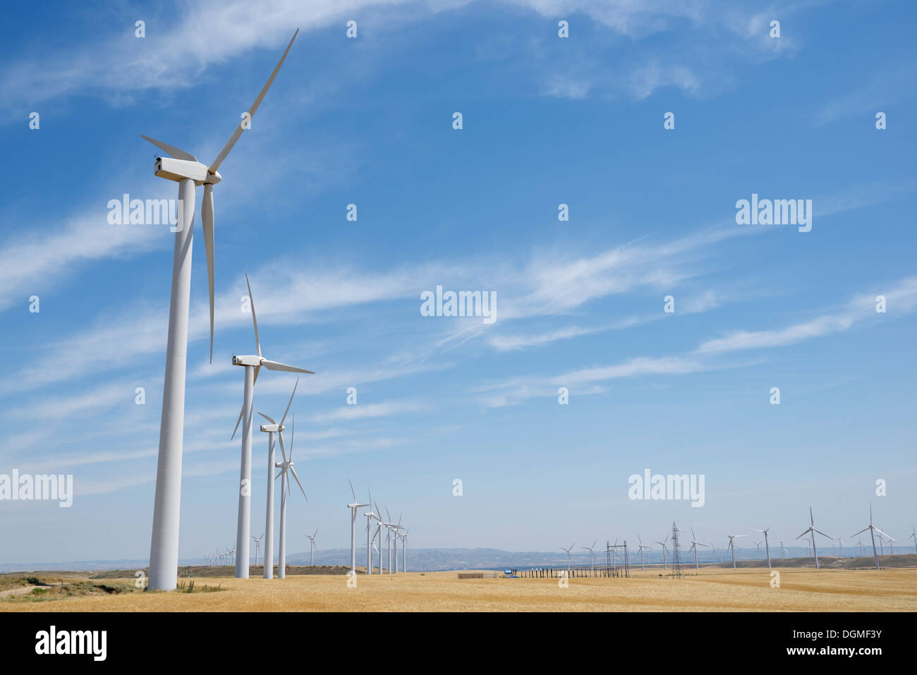 group of windmills for renewable electric energy production Stock Photo ...