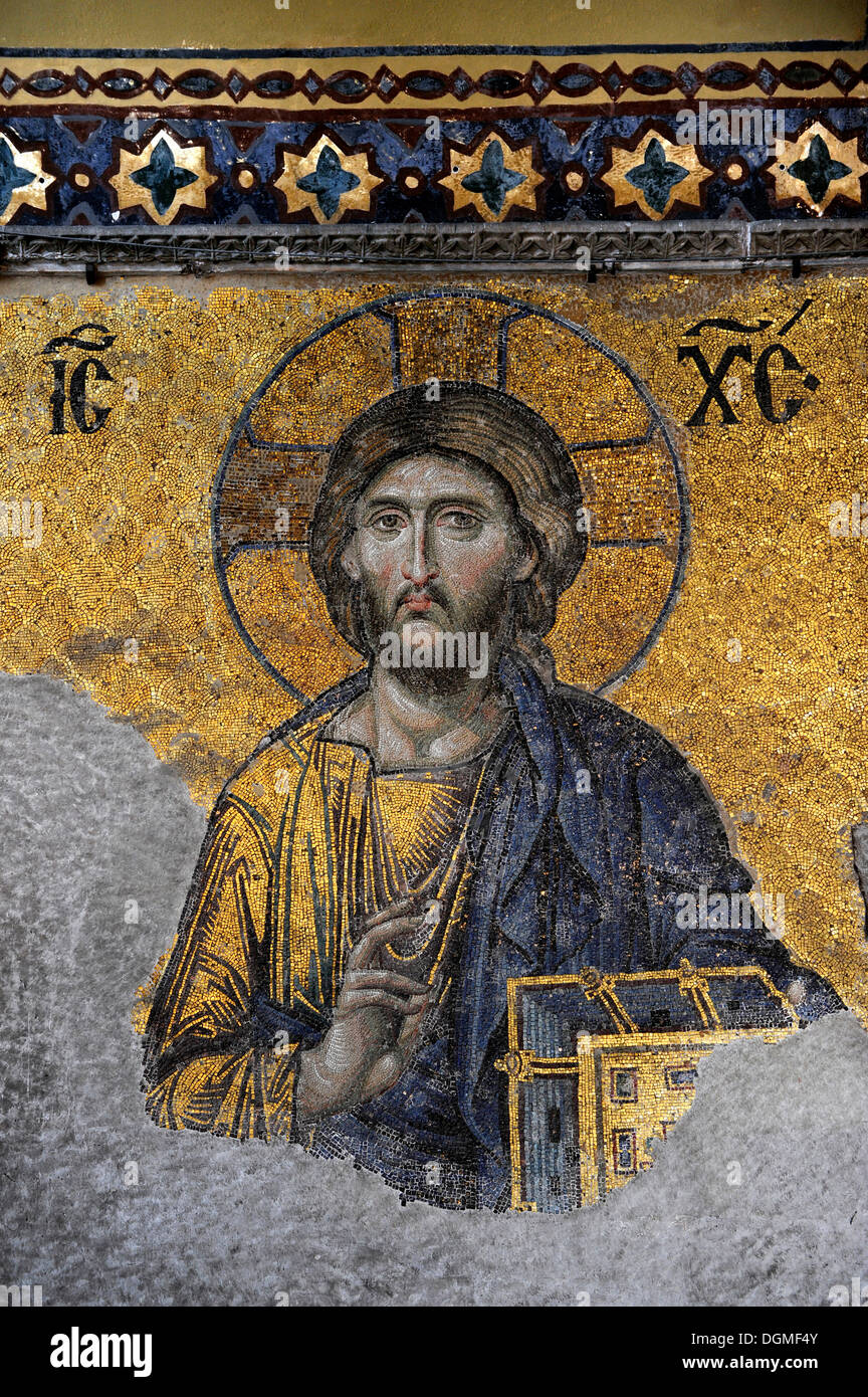 Deesis Mosaic, detail view, Jesus Christ Pantocrator, Hagia Sophia ...