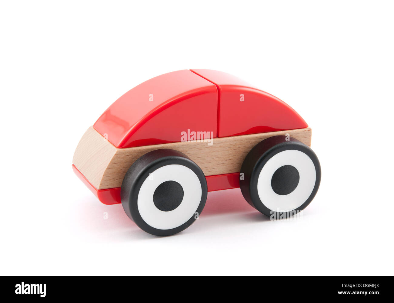 Wooden red car toy with clipping path Stock Photo - Alamy