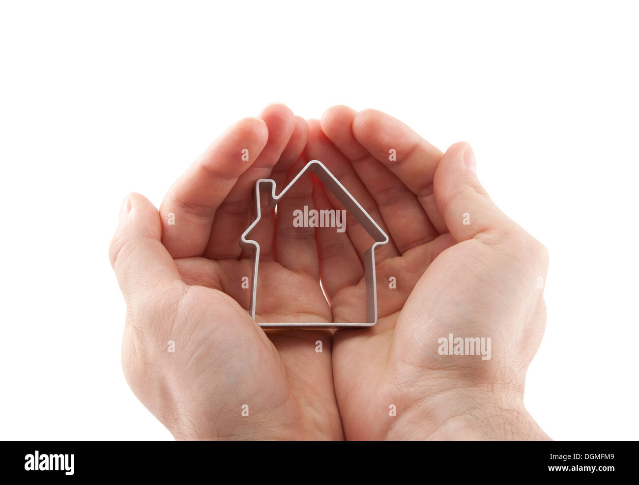 House in hands isolated on white with clipping path Stock Photo - Alamy