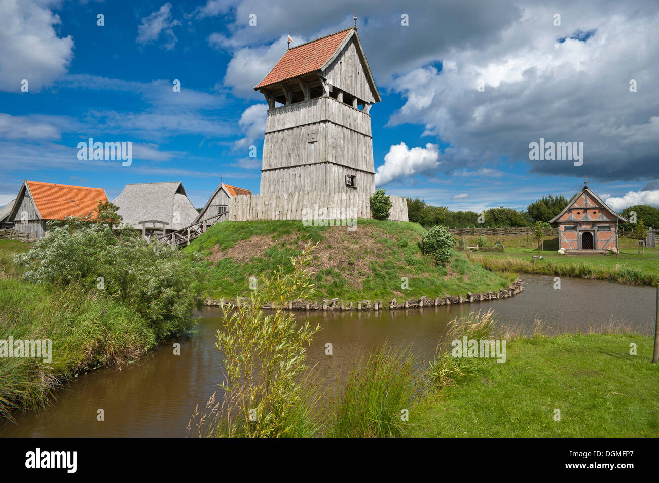 Motte with bailey and moat, Luetjenburg, Schleswig-Holstein Stock Photo ...