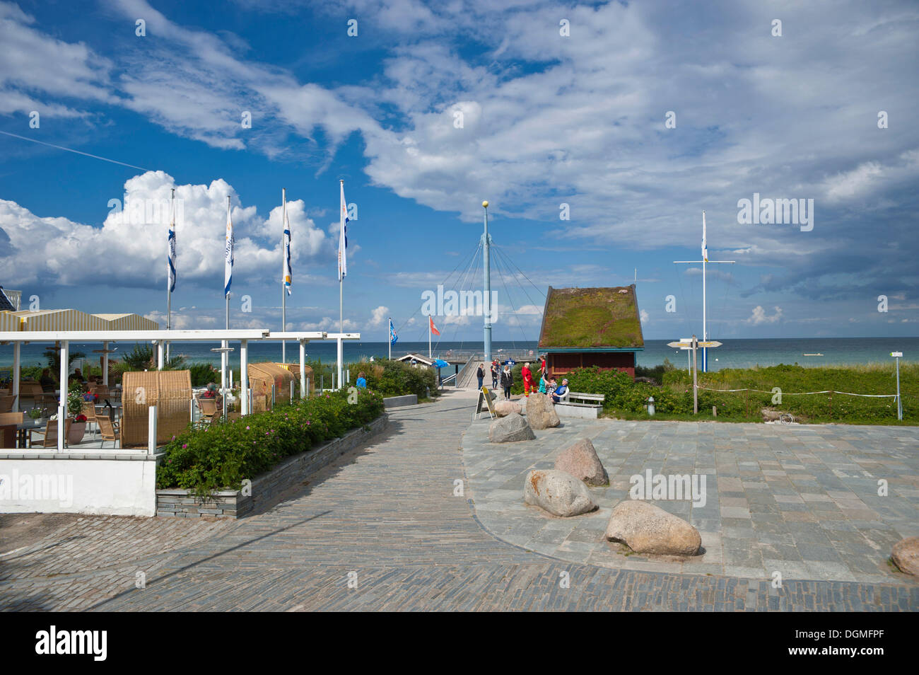 The beach promenade and the Flunder sea platform, Hohwacht, Hohwacht ...