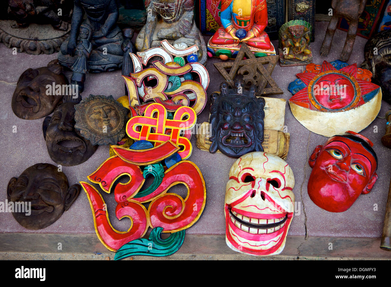 Masks and other items for sale, Kathmandu, Nepal, Asia Stock Photo - Alamy