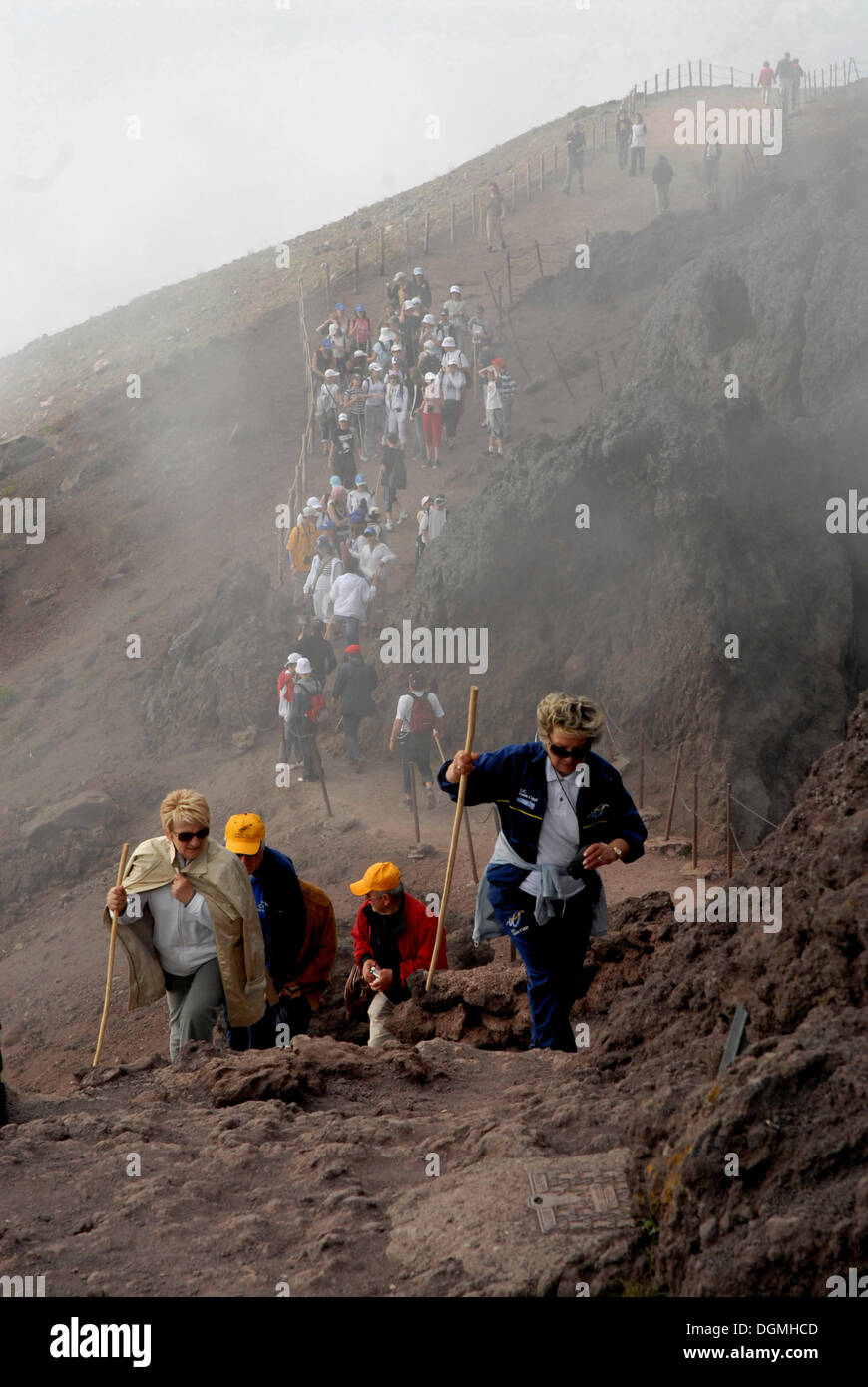 Tourists climbing crater of Vesuvius, Italy, Europe Stock Photo - Alamy