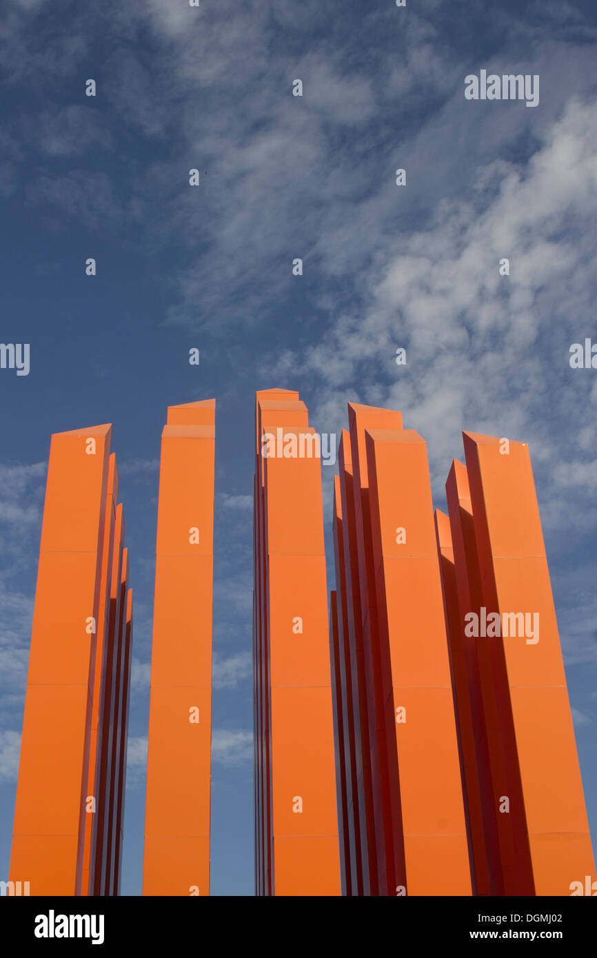 Orange sculpture of a skyscraper Stock Photo - Alamy