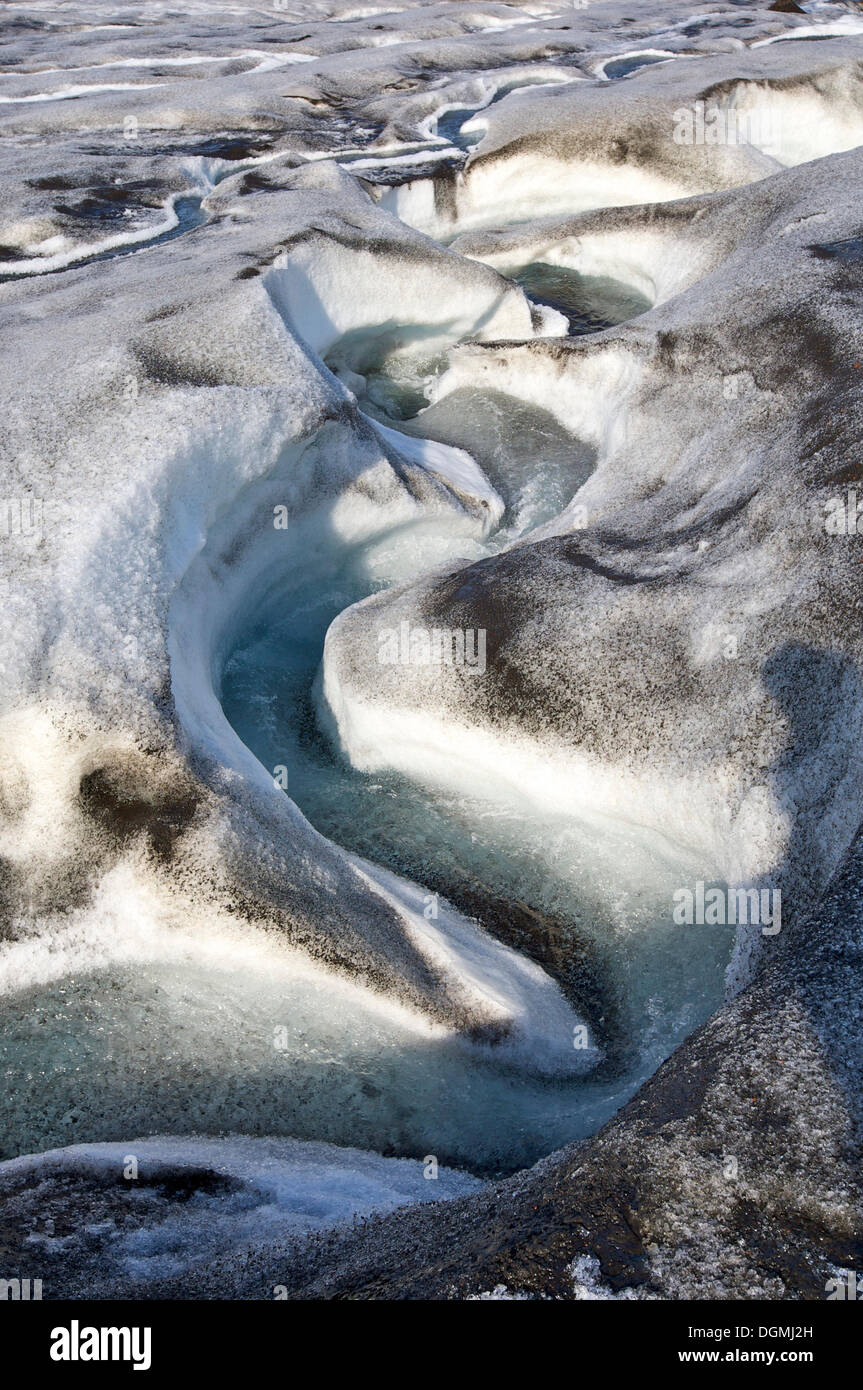 Melting water stream on Vatnajoekull Galcier, Iceland, Europe Stock ...
