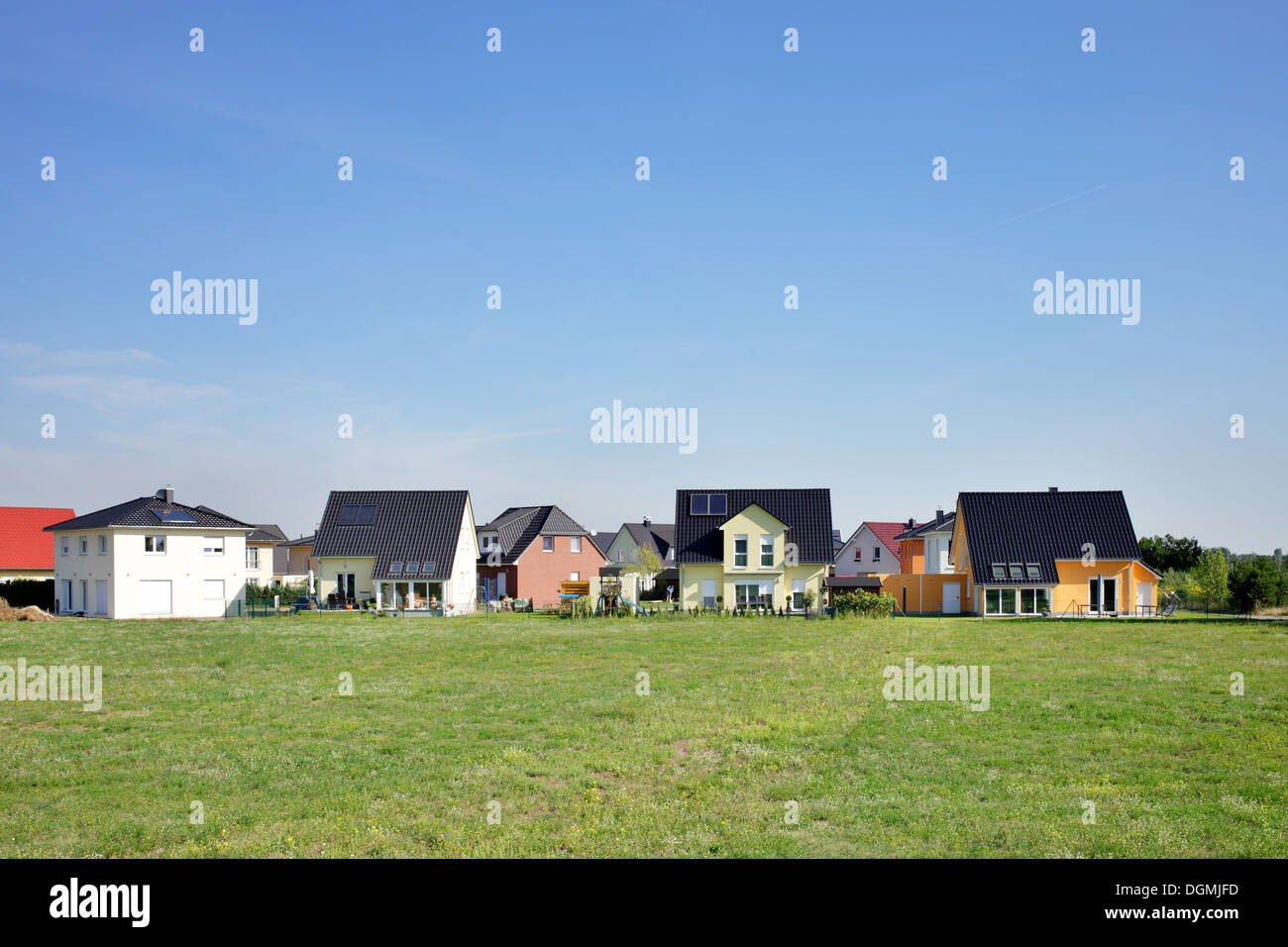 Berlin, Germany, meadow and single family homes Stock Photo - Alamy