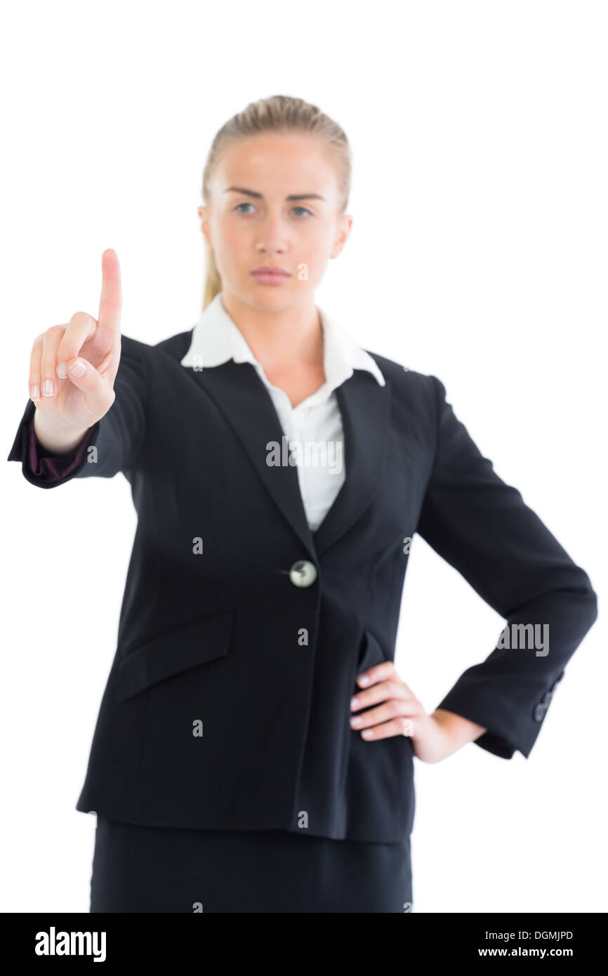 Woman pointing upwards hi-res stock photography and images - Alamy