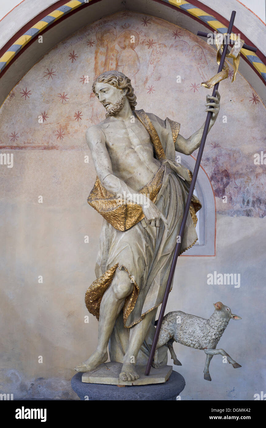 Baroque altar statue of John the Baptist, Abbey Church of St. Martin ...