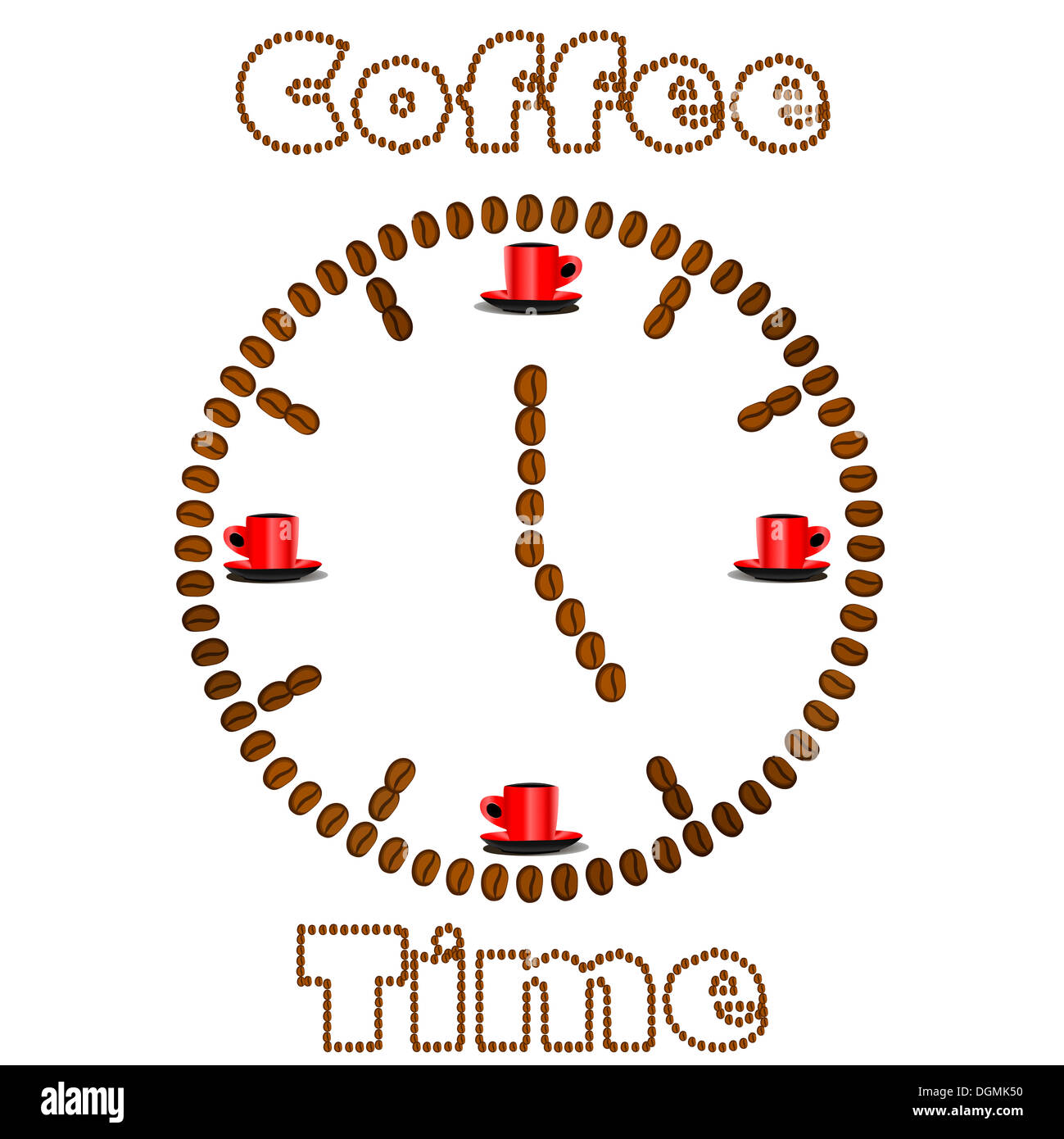 Vector illustration of a watch made of coffee beans Stock Photo - Alamy