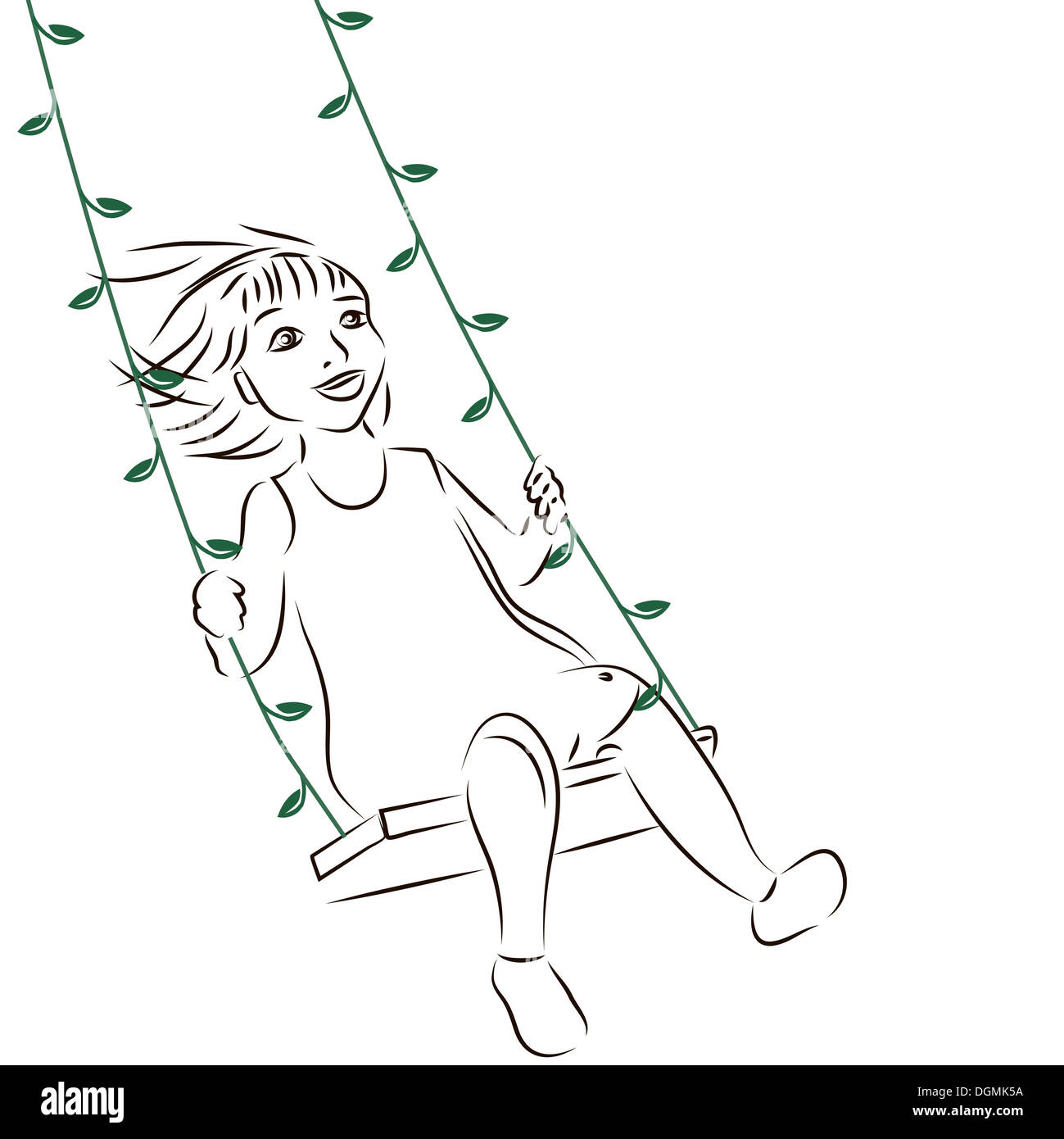 vector illustration of baby girl swinging on swing Stock Photo - Alamy