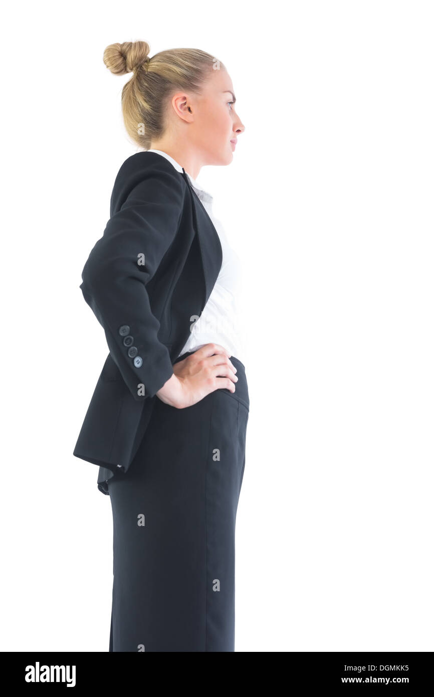 Low angle profile view of young businesswoman posing Stock Photo - Alamy