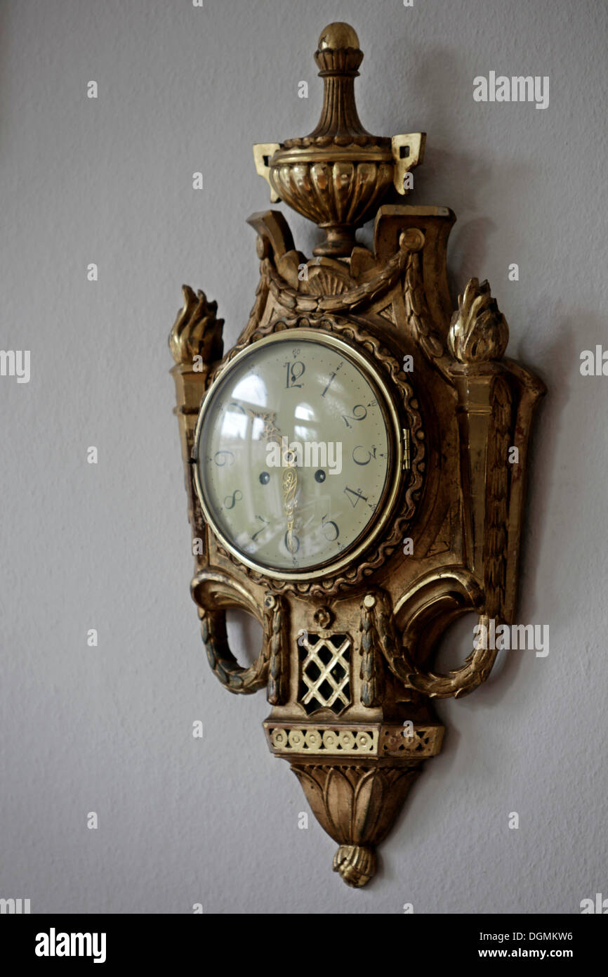 Antique Swedish gilded wall clock, circa 1910 Stock Photo - Alamy