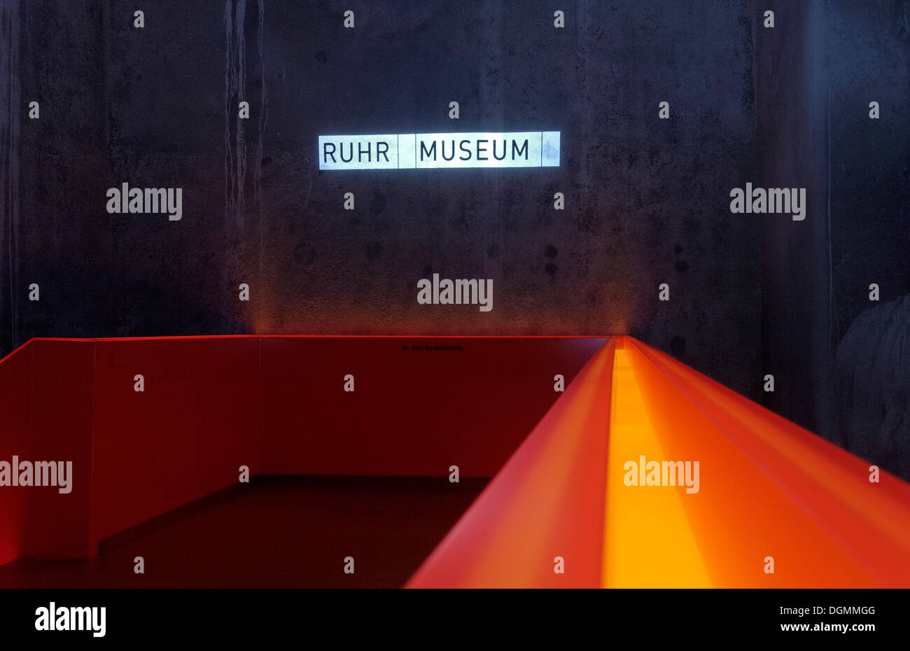 New Ruhr Museum, entrance with illuminated stairs, former coal washing ...