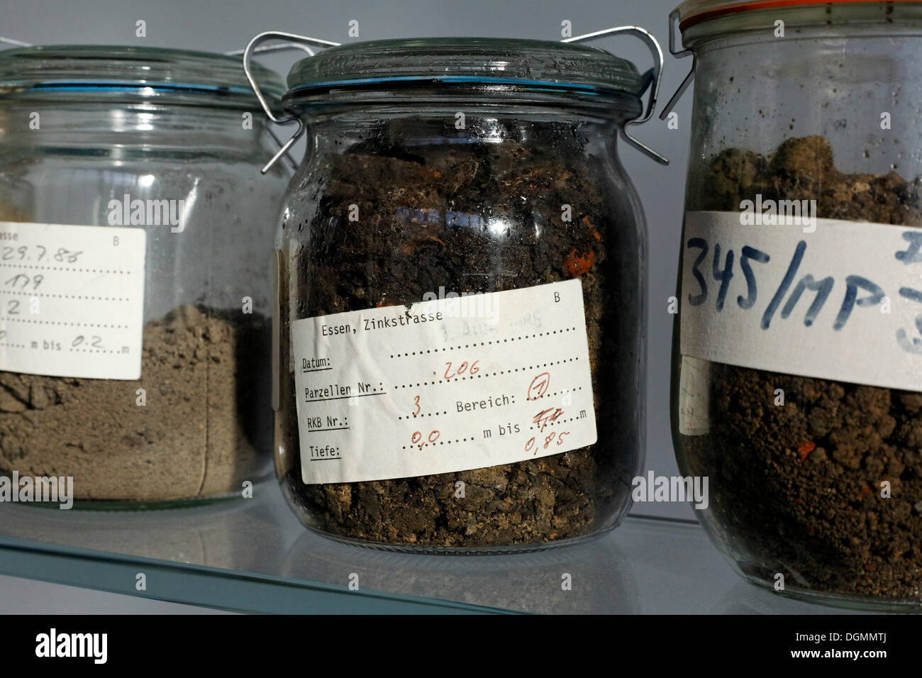 Glasses with contaminated soil samples from old industrial sites ...