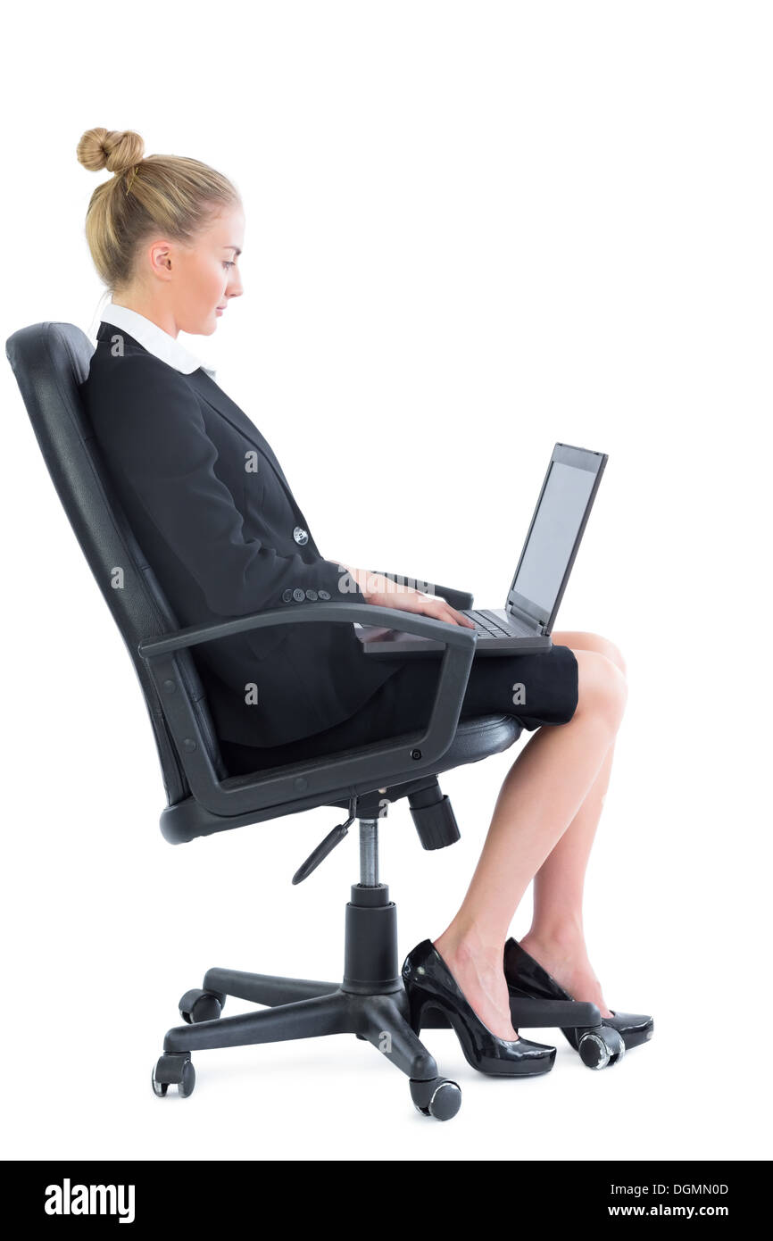 Woman sitting chair side view isolated hi-res stock photography and ...