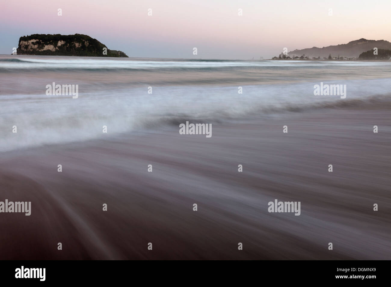 New Zealand, North Island, Coromandel Peninsula, Sunset over bay Stock ...