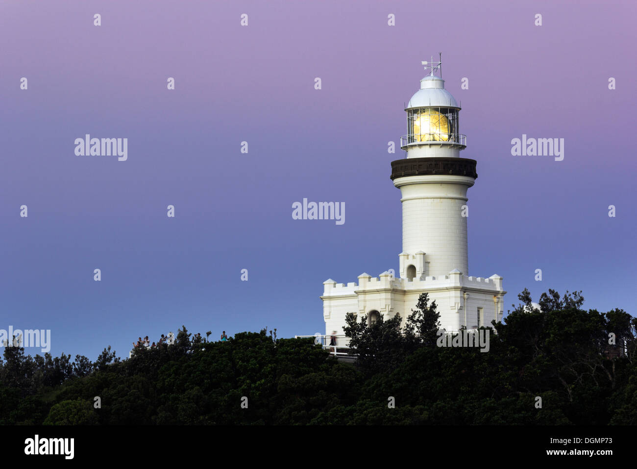 Australia, New South Wales, Cape Byron, Lighthouse against evening sky ...
