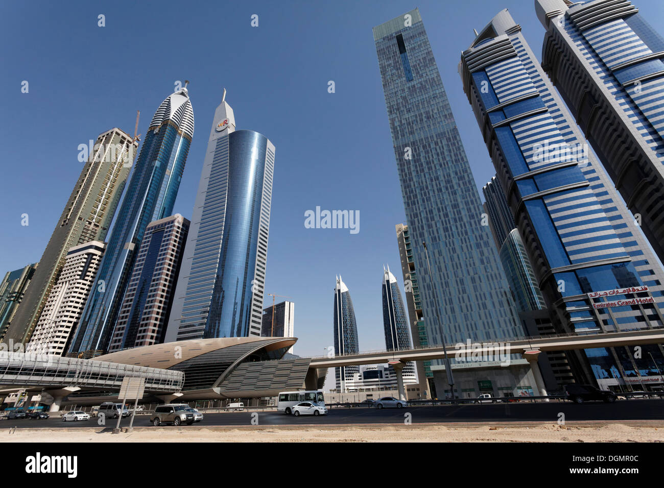 Skyscrapers and Metro Station Financial Centre, Sheikh Zayed Road ...